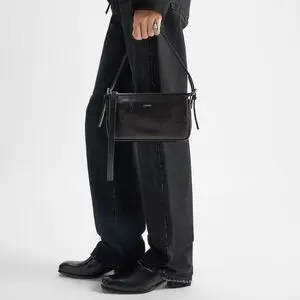Fendi Crackled Leather Zipper Top Bag